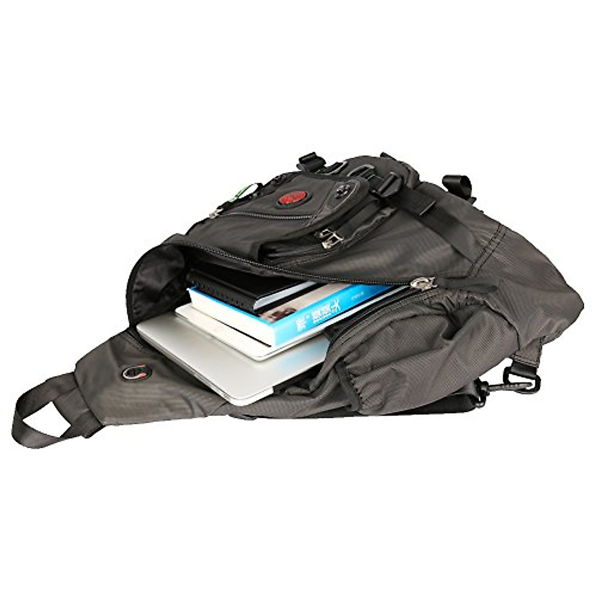 Kawei Knight Large Sling Bag Laptop Backpack Cross Body Messenger Bag Shoulder Travel Rucksack Black