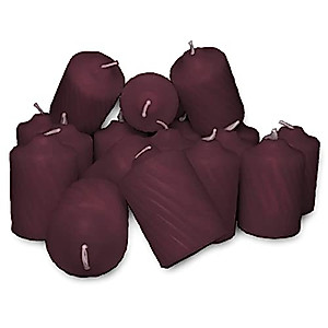 Burgundy Mulberry Scented Votive Candles - 15 Hour Long Burn Time - Textured Finish - Box of 20