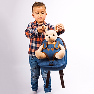 Cute Dog Toy Toddler Backpack with Leash – Kids Stuffed Animal Toy Backpack for Boy Girl – Kids Backpacks for Boys and Girls 2 3 4 5 Years Old with Plush Toy (Puppy)