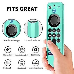 FREEOL Fire Stick Remote Cover,Compatible with Fire TV Stick(3rd Gen/4K/4K Max) Alexa Voice Remote Control,TPU Protective Case with Lanyard,Has Shock Absorption, Anti-Slip and Scratch Design-ice Blue