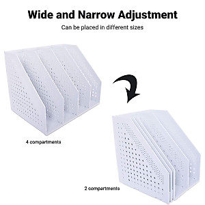 SAYEEC Desktop File Magazine Folder Holder 4 Section Plastic Hollow Documents Foldable Organizer File Cabinet Shelf Frames Dividers Rack Display and Storage