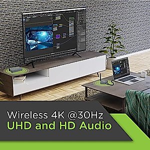 IOGEAR HDMI Wireless Video 4K HD TV Connection Kit - 4K@30Hz - Wireless 2.4/5GHz w/WPA-2 Encryption - Up to 100Ft - Mirror or Extend Mode - Win Mac OS iOS Android Chrome - GWKIT4K