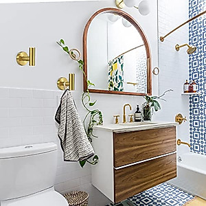 GRANTENOV Bathroom Towel Hooks Hanger Brushed Gold SUS304 Stainless Steel Brushed Brass Heavy Duty Robe Clothes Coat Hooks Holder for Shower Kitchen Garage Laundry Room Hotel Wall Mounted,4-Pack