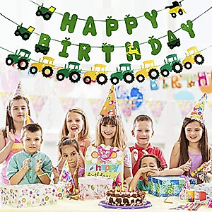 Green Tractor Birthday Banner Set with Tractor Garland Banner for Tractor Farm Themed Birthday Party Supplies Decorations