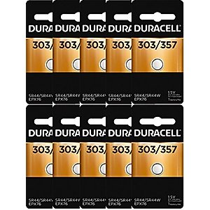 10 Duracell 357 303 A76 PX76 SR44W/SW LR44 AG13 Silver Oxide Battery