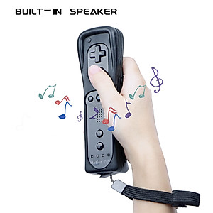 ECRABONE Wii Nunchuck Remote Controller 2 Pack with Motion Plus Compatible with Wii & Wii U Console | Wii Remote Controller with Shock Function (Black + Blue)