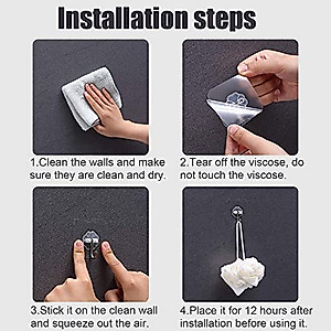 Adhesive Hooks Kitchen Wall Hooks- 20 Packs Heavy Duty 21lb(Max) Nail Free Sticky Hangers with Stainless Hooks Reusable Utility Towel Bath Ceiling Hooks 11111