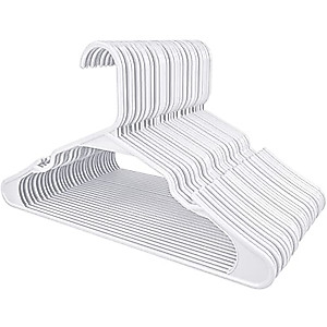 Utopia Home Plastic Hangers - Durable & Space Saving Coat Hanger - Shoulder Grooves & Hooks – Sleek and Slim Hangers for Coats, Pants, Dress (Pack of 100, Gray & White)