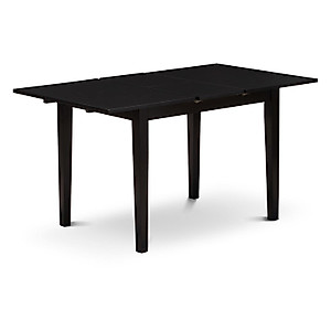 East West Furniture Norfolk Kitchen Rectangle Dining Table Top with Butterfly Leaf, 32x54 Inch, Nft-blk-t