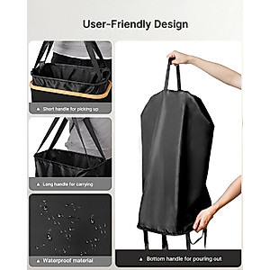 Slim Laundry Hamper with Wheels, 60L Rolling Laundry Basket with Lid and 2-Inch Silent Wheels, Small Clothes Hamper with Bamboo Handles for Clothes Toys in Dorm Bedroom Bathroom, Black