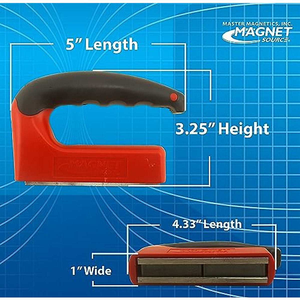 Master Magnetics Strong Magnet with Ergonomic Handle - 100 lb Pull Force, Red, 07501