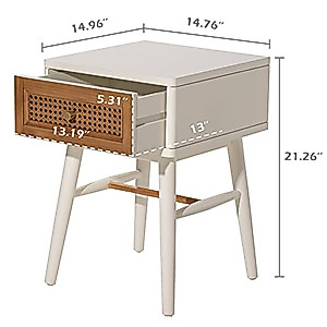 COZAYH Set of 2 Fully-Assembled Modern Farmhouse Clean-Lined Nightstand, End Table with 1 Drawer,Distressed White (X03008-1-2P)