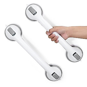 Reyiu Grab Bars for Bathtubs and Showers, 16 Inch Shower Handle Heavy Duty Suction Cup Grab Bars for Shower Chair, Bathroom Safety Bar for Elderly (2 Pack)