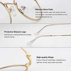 RB.Pilot Small Metal Round Reading Glasses for Women Men Classic Vintage Retro Shades Blue Light Blocking Computer Readers (Gold, 1.75)