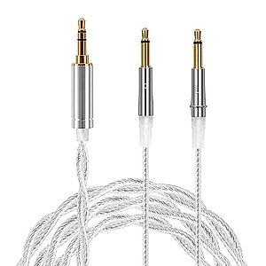 FAAEAL Copper Silver Plated Upgrade Cable,Compatible with Hifiman HE400SE HE4XX,HE-350,Meze 99 Classics,Denon AH-D9200,3.5mm to Dual 3.5mm(1/8”) Aux Cord Replacement Wire
