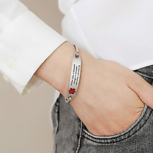 VNOX Medical Alert ID Bracelet - Custom Engraving Stainless Steel Medical Alert ID Bracelet for Women Girl,7"