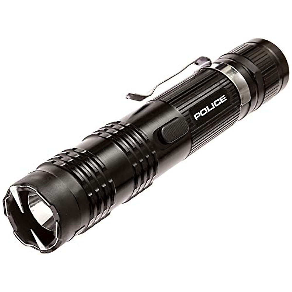 Police M12 Aluminum Stun Gun with LED Flashlight, Black