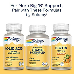 SOLARAY Vitamin B-12 2000 mcg, Sugar-Free Natural Cherry Flavor, Healthy Energy & Red Blood Cell Support, 90 Lozenges