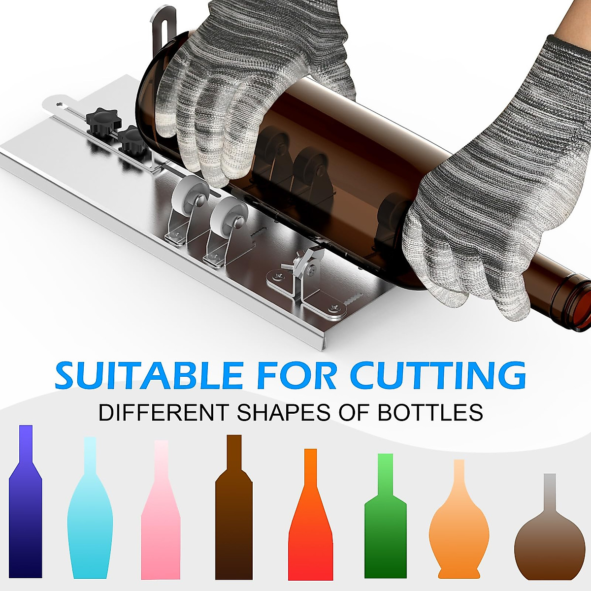 Glass Bottle Cutter, Upgraded Glass Cutter for Bottles with Glass Cutting Oil, Glass Cutting Kit for Wine, Beer, Liquor, Whiskey, Alcohol, Champagne, Bottle Cutter for Round Bottles by Camdios