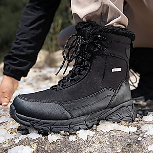 SHULOOK Men's Snow Boots Waterproof Warm Fur Lined Winter Hiking Boot Non-slip Outdoor Ankle High-top Shoes Work Hiker Trekking Trail