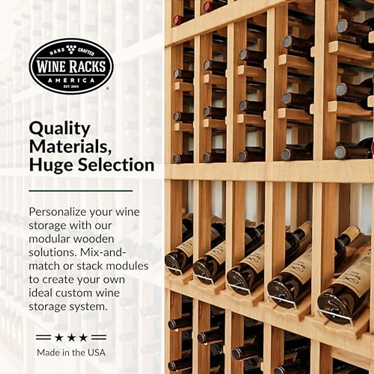 Wine Racks America Living Series Cube Wine Rack - Durable and Modular Wine Storage System, Redwood Unstained - Holds 144 Bottles