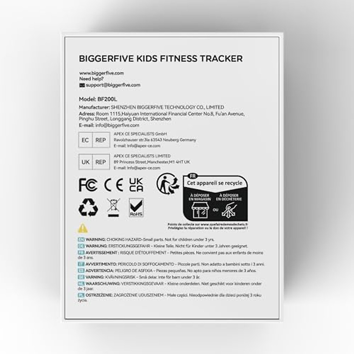 BIGGERFIVE Vigor 2 L Kids Fitness Tracker Watch for Boys Girls Ages 5-15, IP68 Waterproof, Activity Tracker, Pedometer, Heart Rate Sleep Monitor, Calorie Step Counter Watch, Blue