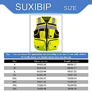 ZUJA 3M Reflective stripes Safety Vest Hi-vis Yellow knitted Vest with 10 pockets Bright Construction Workwear for men and women. (Medium)
