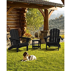 SERWALL Folding Reclining Adirondack Chair Carbon Black