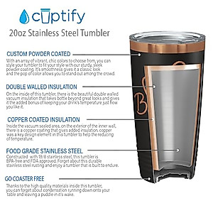 Boss Lady Big Heart Tumbler Birthday Gifts for Women, Coworker, Boss on Black with Ion Rose Gold Design 20 oz Stainless Steel Insulated Cup with Lid - Travel Mug for Mom