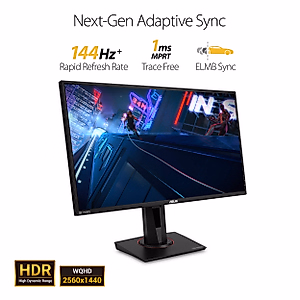 ASUS VG27AQ TUF Gaming 27" 2K HDR Gaming Monitor, WQHD (2560 x 1440), 165Hz (Supports 144Hz) (Renewed)
