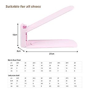 Queenbox Adjustable Shoe Slots Organizer 3-Level Height Plastic Double Layer Foldable Shoe Holder Mini Shoe Racks Space Saver Storage for High Heels Closets,Apricot 8 PCS