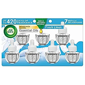 Air Wick Plug in Scented Oil Refill, 7 ct, Fresh Linen, Air Freshener, Essential Oils