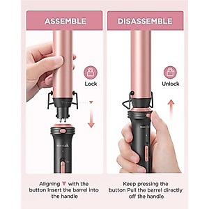 Wavytalk 5 in 1 Curling Iron,Curling Wand Set with Curling Brush and 4 Interchangeable Ceramic Curling Wand(0.5”-1.25”),Instant Heat Up,Include Heat Protective Glove & 2 Clips