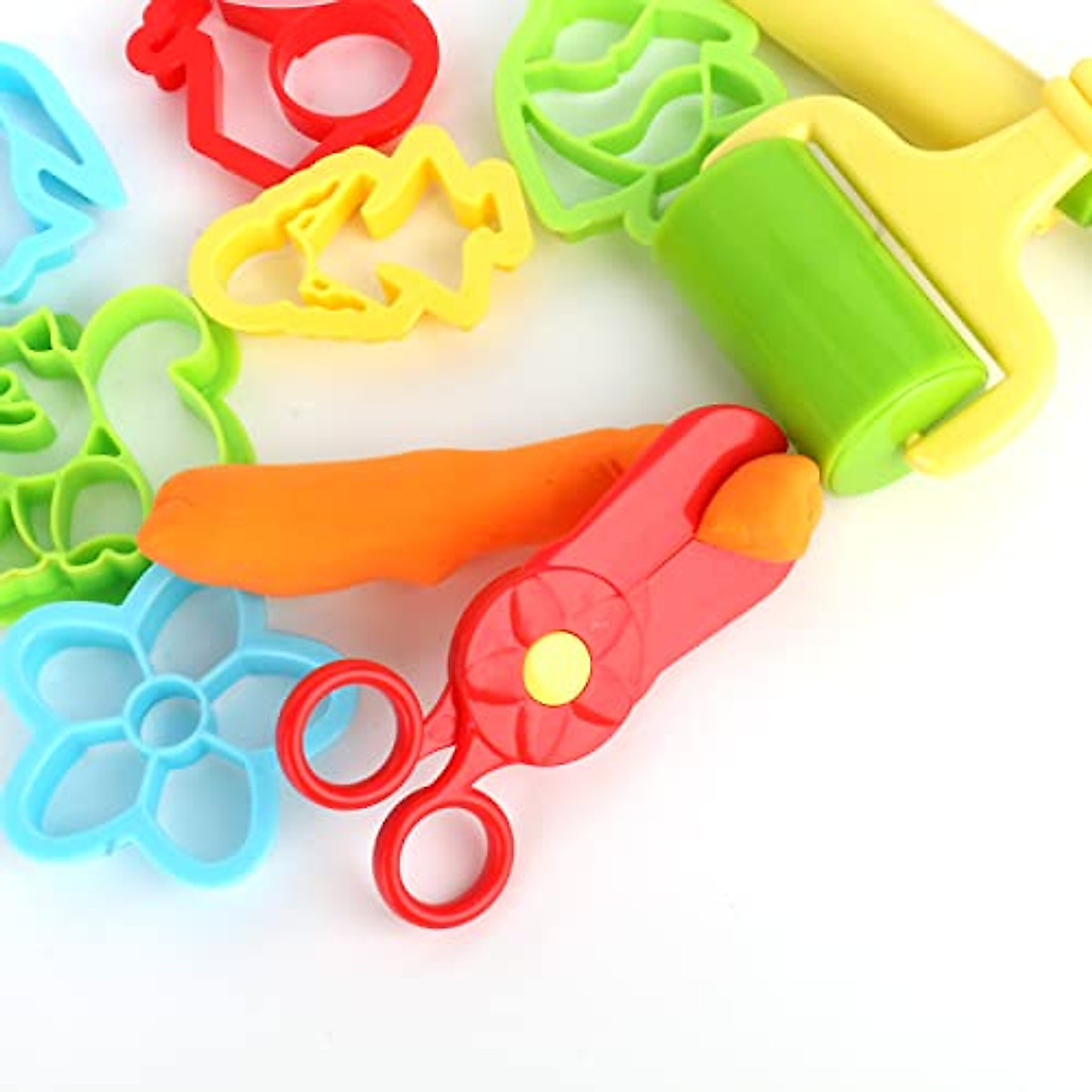Inxens Playdough Molds and Cutters Play Dough Tools Set with Scissors kit for Kids Age 4-8, 19 pcs