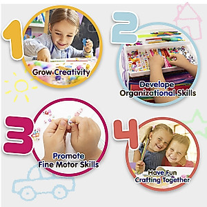 Olly Kids Arts and Crafts Supplies for Kids Girls 4 5 6 7 8 9 10 11 & 12- Ultimate Crafting Supply Carboodle in Portable 3 Layered Plastic Art Box