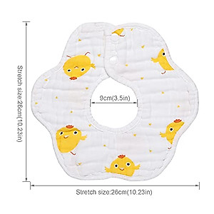 isrono 6pcs Baby Petal Bibs 360-Degree Rotating Multicolor 100% Cotton Soft and Absorbent with 8 Layers of Gauze Suitable for 0-2 Years Old Boys and Girls Who Are Teething Feeding and Drooling