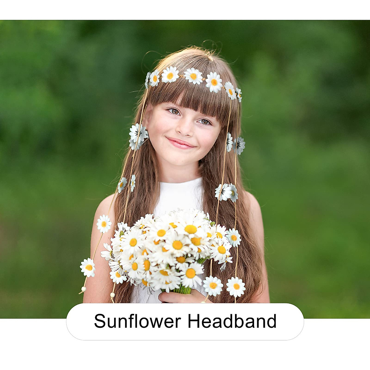 AWAYTR Sunflower Headband Women Hippie Headwear Bohomia Feather Rope Crown Headdres for girls (Sunflower)