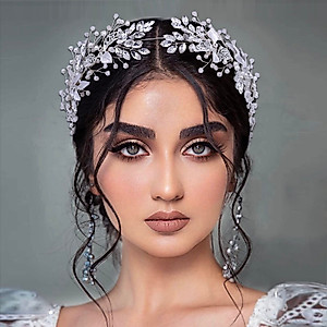 HONGMEI Bridal Headpiecees for Wedding Hair Accessories for Brides Rhinestone Wedding Headband for Women and Girls