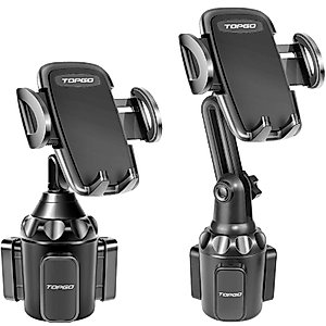TOPGO Car Cup Holder Phone Mount, Adjustable, Fits iPhone 14 Pro Max/13/xs/11/8plus/6s/samsung Galaxy S10/S9+/S8 Plus/S7 Edge/Note9, Black
