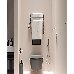 3-Tier Adjustable Ladder Bath Towel Bar 16 to 27.6 Inch, ZUEXT Polish Chrome Stainless Steel Towel Holder Hanger,Wall Mounted Stair Towel Rod for Bathroom Kitchen, Strechable Towel Rail Racks w/Hooks