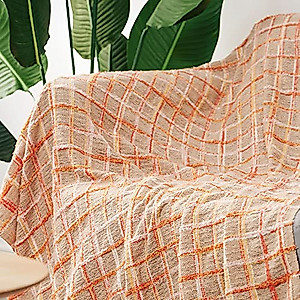 LALIFIT Buffalo Plaid Blankets Orange Fall Throw Blanket with Fringe Reversible Bed Blanket for Valentine's Halloween Christmas Farmhouse Couch Sofa Home Decor 50" x 60" (Orange Plaid)