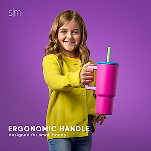 Simple Modern Kids 24 oz Tumbler with Handle and Silicone Straw Lid | Spill Proof and Leak Resistant | Reusable Stainless Steel Bottle | Gift for Kids Boys Girls | Trek Collection | Ocean Water
