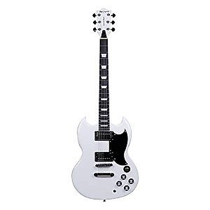 Leo Jaymz 39 Inch Double Cut Solid Body Electric Guitar - Poplar Wood Body，Maple Neck and Composite Ebony Fretboard (DC White)