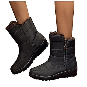 Padaleks Women's Snow Boots Winter Fur Lined Warm Shoes Anti-Slip Boot Waterproof Outdoor Short Bootie Side Zipper
