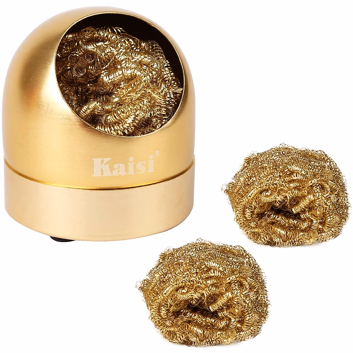 Kaisiking Soldering Iron Tip Cleaner Solder Tip Cleaning Wire and Holder Station Soft Coiled Brass with 3 Pcs Solder Tip Cleaning Wire and 1 Pcs Holder For Cleaning Soldering Irons and Tips