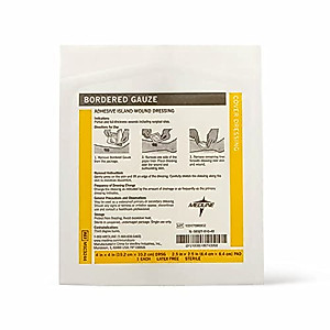 Medline Bordered Gauze, 4" x 4" Adhesive Island Wound Dressing, Sterile, 15 Count