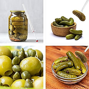 Set of 4 Pickle Picker Stainless Steel and Plastic Pickle Pincher 8 Inch Deluxe Pickle Grabber Tool Pickle Jar Fork for Kitchen Food Olive Pepper, White