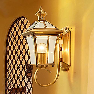 Outdoor Wall Lamp European Style Copper Wall Light Sconce Fixture Decor for Exterior House Porch Patio Outside Deck Garage Yard Front Door Garden Home