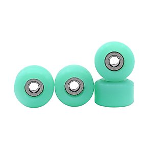 Teak Tuning Apex 71D Urethane Fingerboard Wheels - New Street Shape, 7.7mm Diameter - Ultra Spin Bearings - Made in The USA - UV Neon Teak Teal Colorway