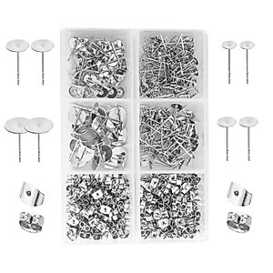 DIYEAR 316L Stainless Steel Earring Posts, 510pcs 4/5/6/8mm Blanks Hypoallergenic Earring Studs with Earring Backs for Jewelry Making Supplies Earring findings